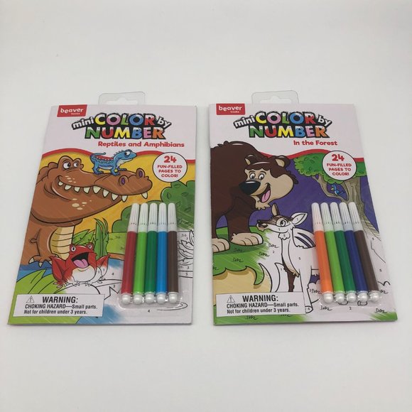 Toys | Mini Color By Number Coloring Books With Markers X2 New | Poshmark